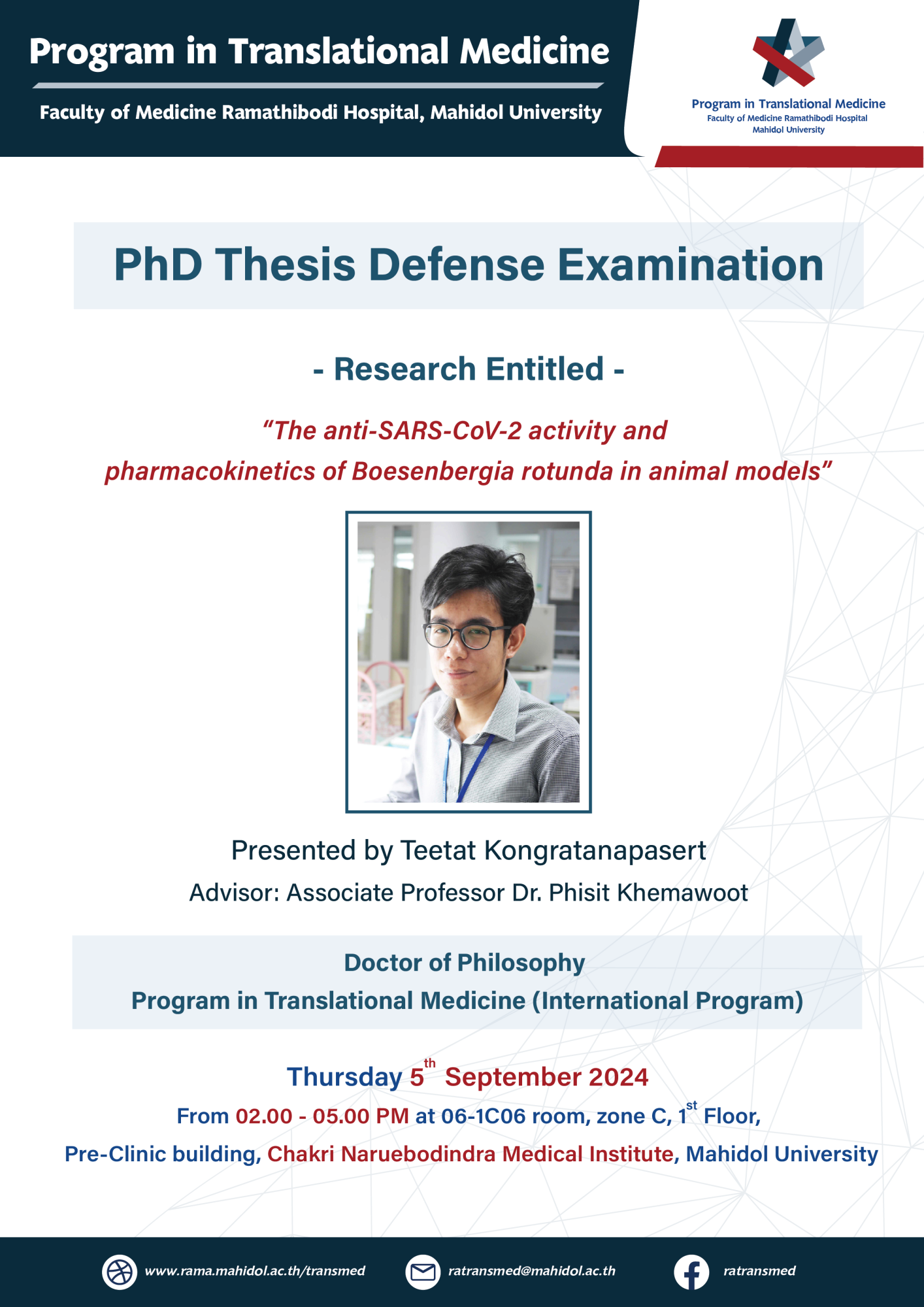 Thesis Defense Examination - Teetat Kongratanapasert | Program in Translational Medicine Mahidol ...